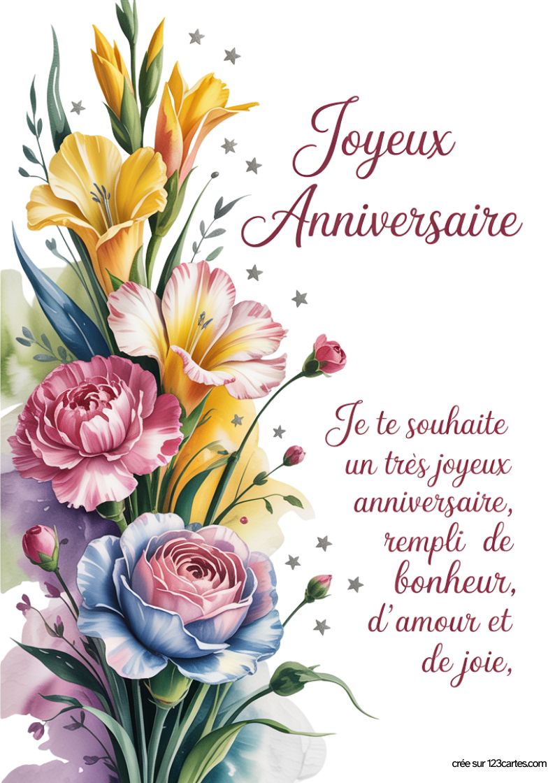 Carte Anniversaire fleurs : 29 Modèles Originals Gratuits