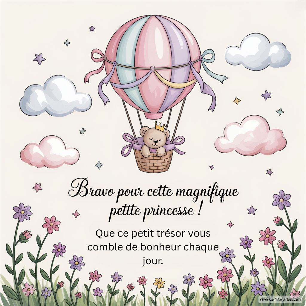 Carte virtuelles gratuites de félicitations pour la naissance d'une fille